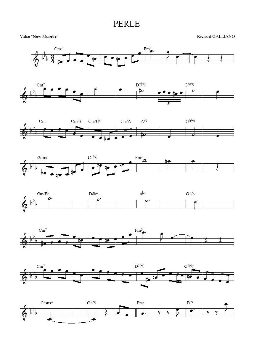 Partitions accordéon | Partition Perle par Richard Galliano a télécharger pour accordéon en PDF