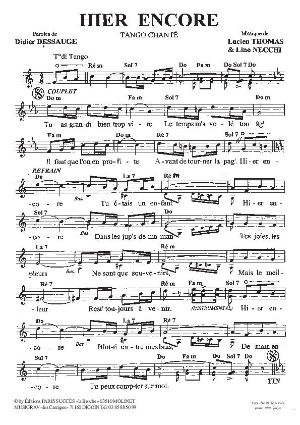 Partitions accordéon | partitions hier encore à télécharger en PDF