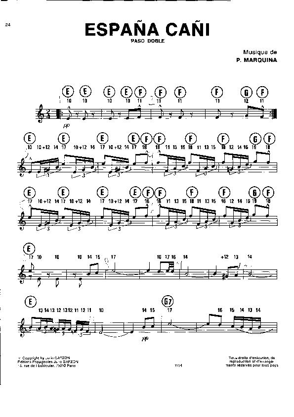 Partitions Accordéon Partitions España Cañi Paso Doble à
