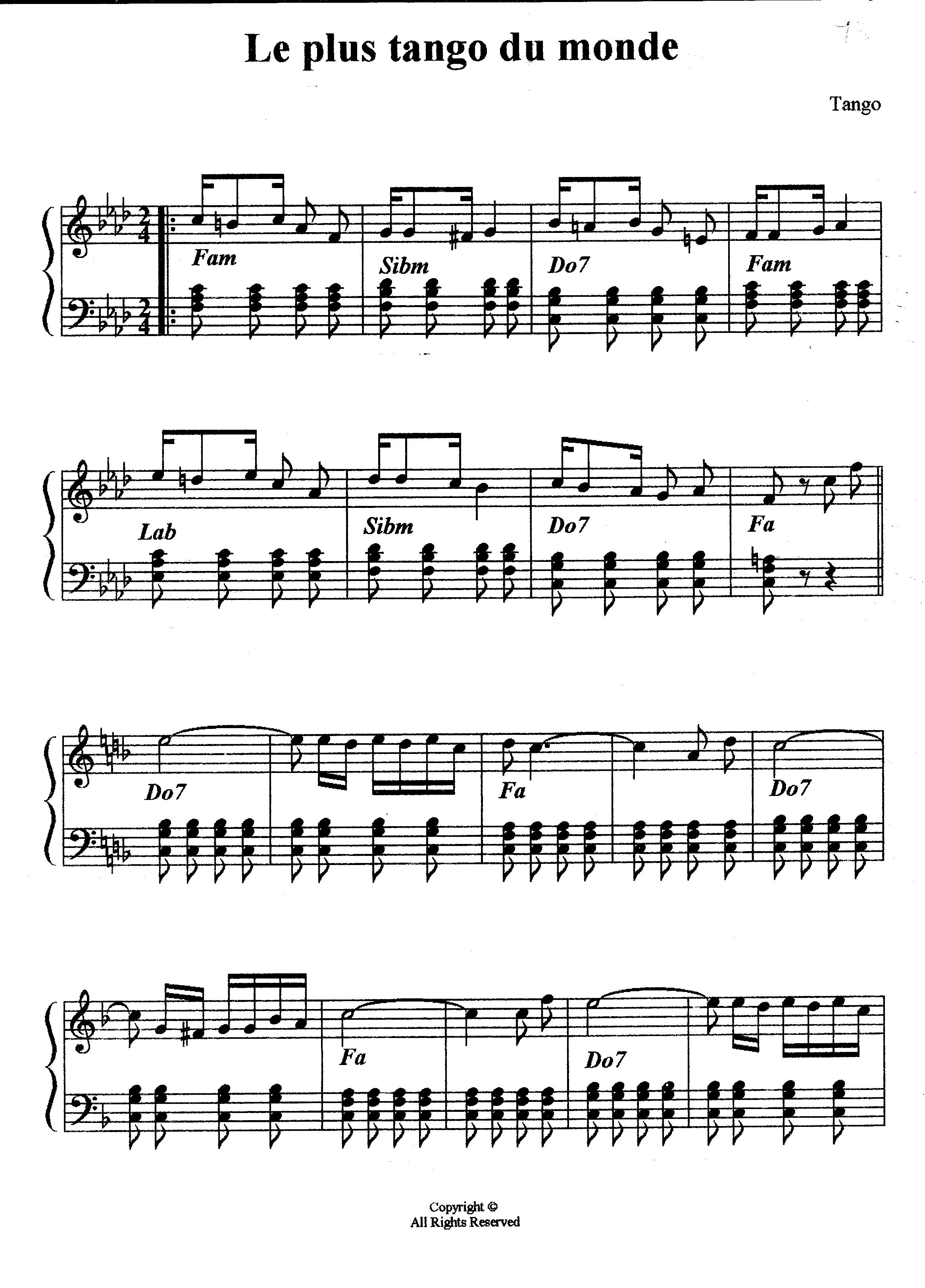 Partitions accordéon | partitions Le plus beau tango du monde à ...