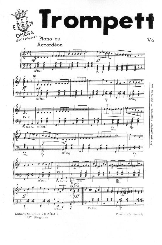 Partitions accordéon | partitions Trompette à télécharger en PDF